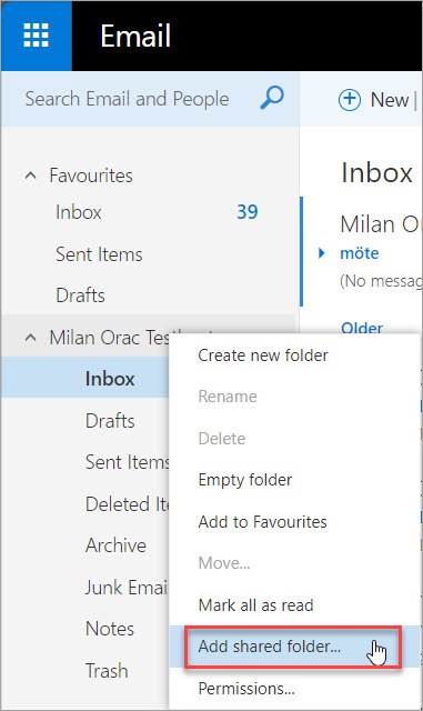Shared mailbox by webmail | Student